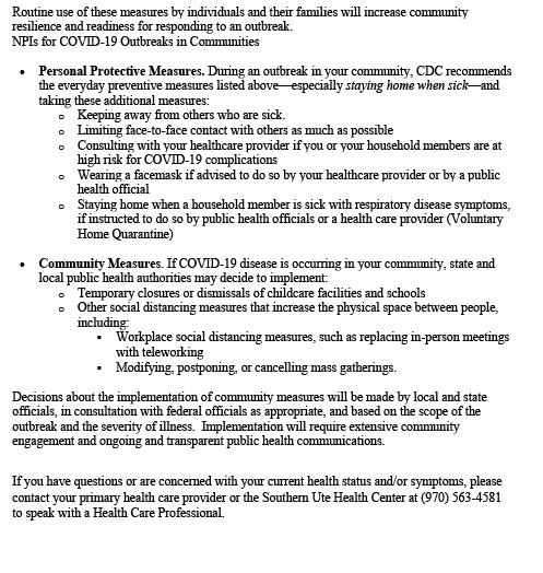 CORONAVIRUS PSA – 03032020 – Southern Ute Indian Tribe