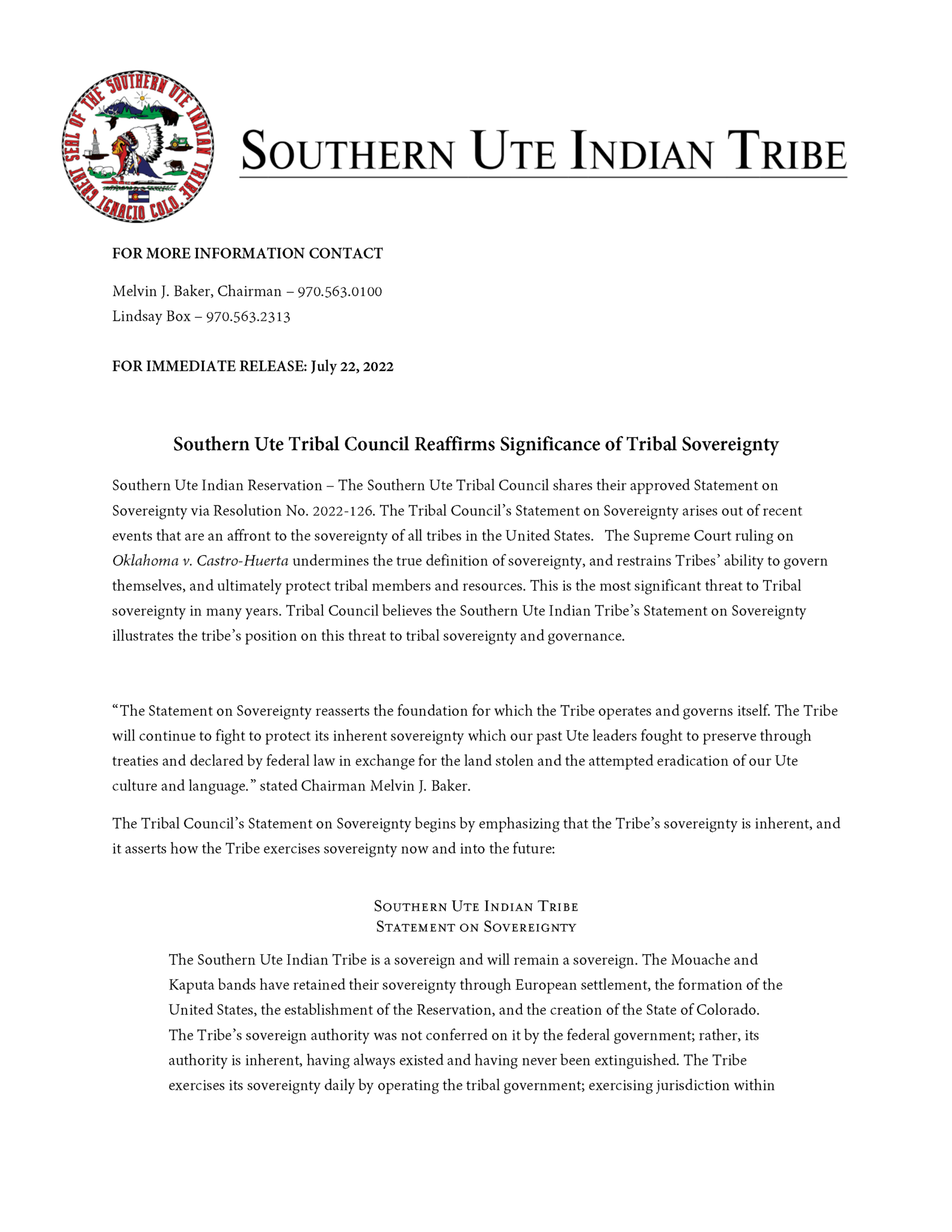 News – Southern Ute Indian Tribe