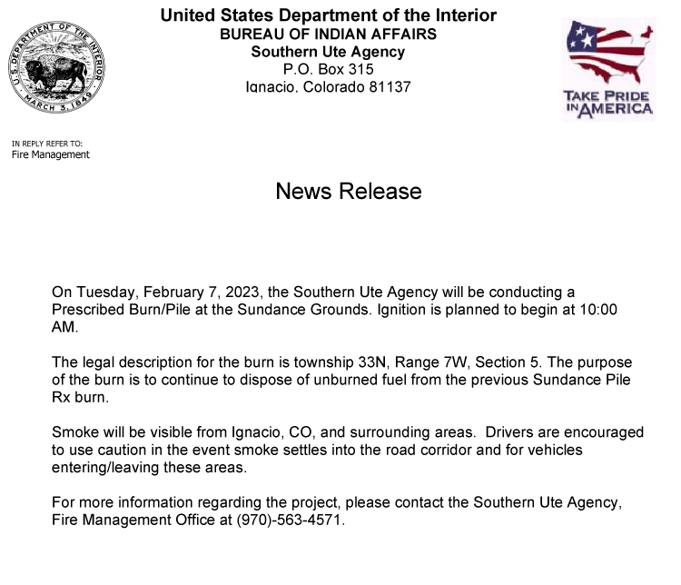 Sundance News Release – Southern Ute Indian Tribe