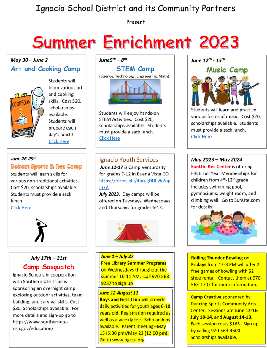 Ignacio School District Summer Enrichment Series – Southern Ute Indian ...