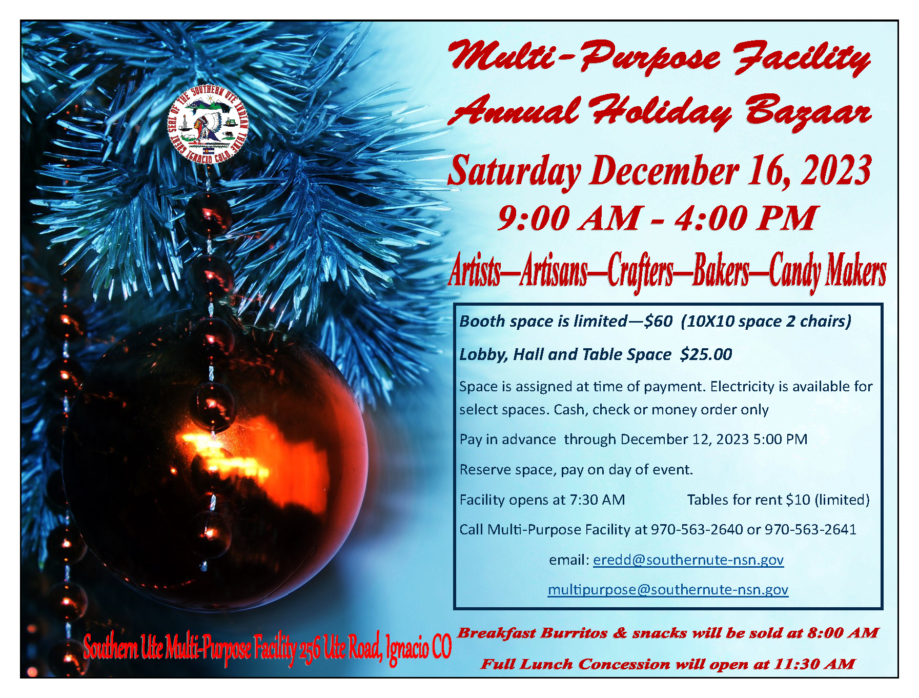 Holiday Bazaar Vendor flyer – Southern Ute Indian Tribe